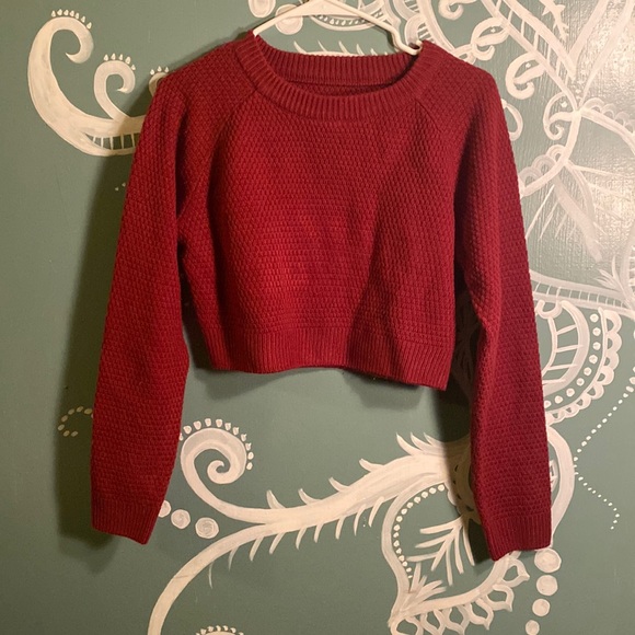 Tops | Red Crop Sweater | Poshmark
